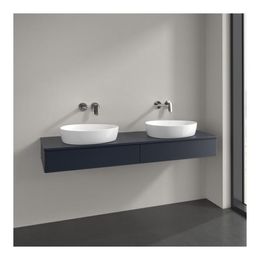 Villeroy & Boch Villeroy und Boch Antao Waschtisch-Unterschrank L17150HG 160x19x50cm, Hahnlochbohrung, Waschbeckenplattenfarbe Lack, midnight blue matt lacquer, Mit Beleuchtung