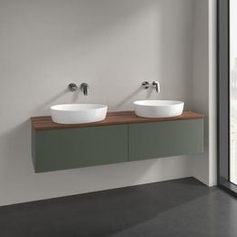 Villeroy & Boch Villeroy und Boch Antao Waschtisch-Unterschrank K39112HL 160x36x50cm, Waschbeckenplattenfarbe warm walnut, leaf green matt lacquer