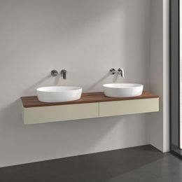 Villeroy & Boch Villeroy und Boch Antao Waschtisch-Unterschrank L17112HJ 160x19x50cm, Waschbeckenplattenfarbe warm walnut, silk grey matt lacquer, Mit Beleuchtung