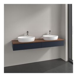 Villeroy & Boch Villeroy und Boch Antao Waschtisch-Unterschrank K17052HG 160x19x50cm, Hahnlochbohrung, Waschbeckenplattenfarbe warm walnut, midnight blue matt lacquer