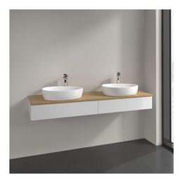 Villeroy & Boch Villeroy und Boch Antao Waschtisch-Unterschrank L17051GF 160x19x50cm, Hahnlochbohrung, Waschbeckenplattenfarbe honey oak, glossy white lacquer, Mit Beleuchtung