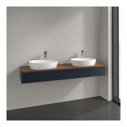Villeroy & Boch Villeroy und Boch Antao Waschtisch-Unterschrank K17152HG 160x19x50cm, Hahnlochbohrung, Waschbeckenplattenfarbe warm walnut, midnight blue matt lacquer