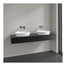 Villeroy & Boch Villeroy und Boch Antao Waschtisch-Unterschrank L17150PD 160x19x50cm, Hahnlochbohrung, Waschbeckenplattenfarbe Lack, black matt lacquer Mit Beleuchtung