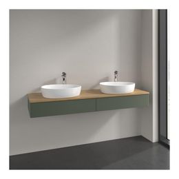 Villeroy & Boch Villeroy und Boch Antao Waschtisch-Unterschrank L17051HL 160x19x50cm, Hahnlochbohrung, Waschbeckenplattenfarbe honey oak, leaf green matt lacquer, Mit Beleuchtung