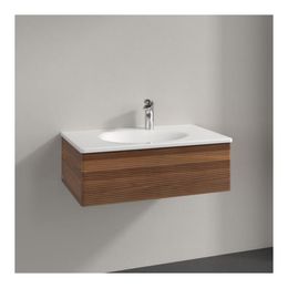 Villeroy & Boch Villeroy und Boch Antao Waschtisch-Unterschrank L01100HM 78,8x25,6x49,6cm, mit Frontstruktur, warm walnut, Mit Beleuchtung