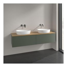 Villeroy & Boch Villeroy und Boch Antao Waschtisch-Unterschrank L39011HL 160x36x50cm, Waschbeckenplattenfarbe honey oak, leaf green matt lacquer, Mit Beleuchtung
