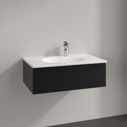 Villeroy & Boch Villeroy und Boch Antao Waschtisch-Unterschrank K01100PD 78,8x25,6x49,6cm, mit Frontstruktur, black matt lacquer