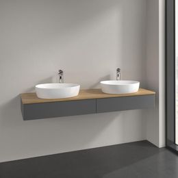 Villeroy & Boch Villeroy und Boch Antao Waschtisch-Unterschrank L17051GK 160x19x50cm, Hahnlochbohrung, Waschbeckenplattenfarbe honey oak, anthracite matt lacquer, Mit Beleuchtung
