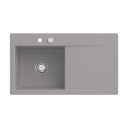 Villeroy & Boch Villeroy und Boch Subway Style 50 Einbausp&uuml;le 335202KD links, mit Ablaufgarnitur, 900 x 510 mm, Excenterbet&auml;tigung, fossil CeramicPlus