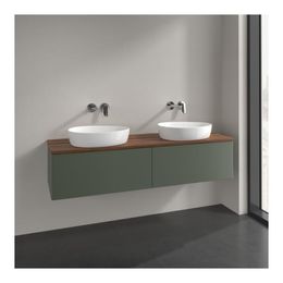 Villeroy & Boch Villeroy und Boch Antao Waschtisch-Unterschrank K39012HL 160x36x50cm, Waschbeckenplattenfarbe warm walnut, leaf green matt lacquer