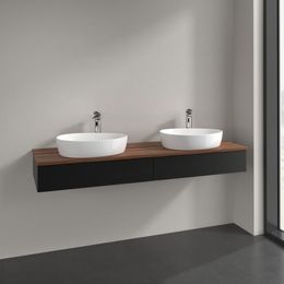 Villeroy & Boch Villeroy und Boch Antao Waschtisch-Unterschrank K17152PD 160x19x50cm, Hahnlochbohrung, Waschbeckenplattenfarbe warm walnut, black matt lacquer