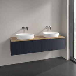 Villeroy & Boch Villeroy und Boch Antao Waschtisch-Unterschrank L39111HG 160x36x50cm, Waschbeckenplattenfarbe honey oak, midnight blue matt lacquer, Mit Beleuchtung