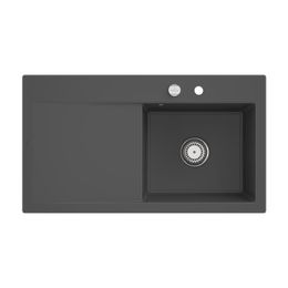 Villeroy & Boch Villeroy und Boch Subway Style 50 Einbausp&uuml;le 335102i4 Becken rechts, 900 x 510 mm, Ablaufgarnitur mit Excenterbet&auml;tigung, Graphit
