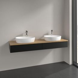 Villeroy & Boch Villeroy und Boch Antao Waschtisch-Unterschrank K17051PD 160x19x50cm, Hahnlochbohrung, Waschbeckenplattenfarbe honey oak, black matt lacquer