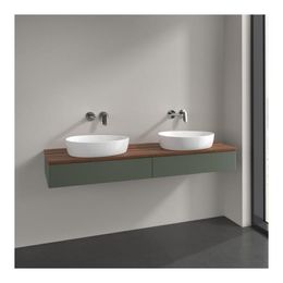Villeroy & Boch Villeroy und Boch Antao Waschtisch-Unterschrank L17012HL 160x19x50cm, Waschbeckenplattenfarbe warm walnut, leaf green matt lacquer, Mit Beleuchtung
