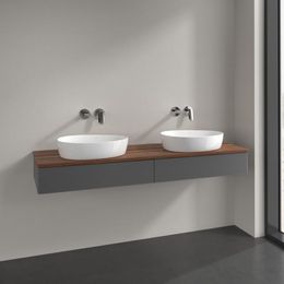 Villeroy & Boch Villeroy und Boch Antao Waschtisch-Unterschrank K17112GK 160x19x50cm, Waschbeckenplattenfarbe warm walnut, anthracite matt lacquer