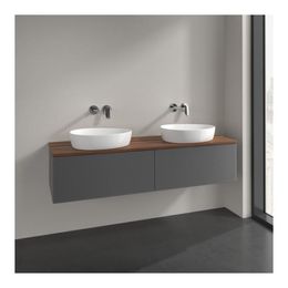 Villeroy & Boch Villeroy und Boch Antao Waschtisch-Unterschrank K39112GK 160x36x50cm, Waschbeckenplattenfarbe warm walnut, anthracite matt lacquer