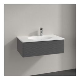 Villeroy & Boch Villeroy und Boch Antao Waschtisch-Unterschrank L01100GK 78,8x25,6x49,6cm, mit Frontstruktur, anthracite matt lacquer, Mit Beleuchtung