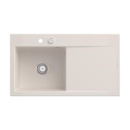 Villeroy & Boch Villeroy und Boch Subway Style 50 Einbausp&uuml;le 335202KR links, mit Ablaufgarnitur, 900 x 510 mm, Excenterbet&auml;tigung, crema CeramicPlus