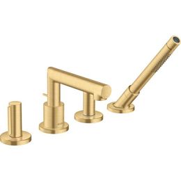 Hansgrohe Axor Uno Fertigmontageset 45444250 4-Loch-Wannenrandarmatur, mit Zerogriff, brushed gold optic