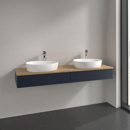 Villeroy & Boch Villeroy und Boch Antao Waschtisch-Unterschrank L17051HG 160x19x50cm, Hahnlochbohrung, Waschbeckenplattenfarbe honey oak, midnight blue matt lacquer, Mit Beleuchtung