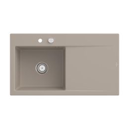 Villeroy & Boch Villeroy und Boch Subway Style 50 Einbausp&uuml;le 335202AM links, mit Ablaufgarnitur, 900 x 510 mm, Excenterbet&auml;tigung, almond CeramicPlus