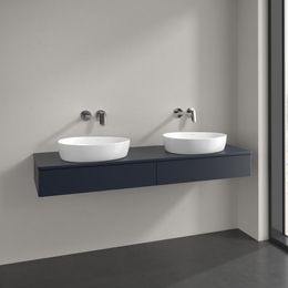 Villeroy & Boch Villeroy und Boch Antao Waschtisch-Unterschrank L17050HG 160x19x50cm, Hahnlochbohrung, Waschbeckenplattenfarbe Lack, midnight blue matt lacquer, Mit Beleuchtung