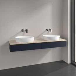 Villeroy & Boch Villeroy und Boch Antao Waschtisch-Unterschrank L17113HG 160x19x50cm, Waschbeckenplattenfarbe botticino, midnight blue matt lacquer, Mit Beleuchtung
