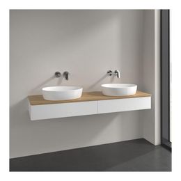 Villeroy & Boch Villeroy und Boch Antao Waschtisch-Unterschrank L17011MT 160x19x50cm, Waschbeckenplattenfarbe honey oak, white matt lacquer, Mit Beleuchtung