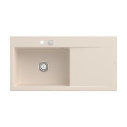 Villeroy & Boch Villeroy und Boch Subway Style 60 Einbausp&uuml;le 336202FU Becken links, Ablaufgarnitur mit Excenterbet&auml;tigung, 1000 x 510 mm, Ivory