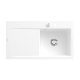 Villeroy & Boch Villeroy und Boch Subway Style 50 Einbausp&uuml;le 335102RW Becken rechts, 900 x 510 mm, Ablaufgarnitur mit Excenterbet&auml;tigung, Stone White
