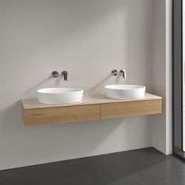 Villeroy & Boch Villeroy und Boch Antao Waschtisch-Unterschrank L17113HN 160x19x50cm, Waschbeckenplattenfarbe botticino, honey oak, Mit Beleuchtung