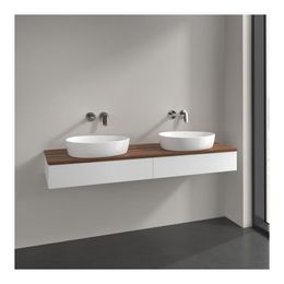 Villeroy & Boch Villeroy und Boch Antao Waschtisch-Unterschrank L17012MT 160x19x50cm, Waschbeckenplattenfarbe warm walnut, white matt lacquer, Mit Beleuchtung
