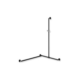 HEWI System 900 Duschhandlauf 900.35.33760JK 1250 x 765 x 965 mm, pulverbeschichtet schwarz tiefmatt/chrom, Ausf&uuml;hrung links