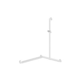 HEWI System 900 Duschhandlauf 900.35.33760WD 1250 x 765 x 965 mm, pulverbeschichtet wei&szlig; tiefmatt/chrom, Ausf&uuml;hrung links