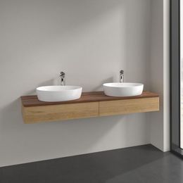 Villeroy & Boch Villeroy und Boch Antao Waschtisch-Unterschrank K17052HN 160x19x50cm, Hahnlochbohrung, Waschbeckenplattenfarbe warm walnut, honey oak