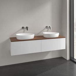 Villeroy & Boch Villeroy und Boch Antao Waschtisch-Unterschrank L39012GF 160x36x50cm, Waschbeckenplattenfarbe warm walnut, glossy white lacquer, Mit Beleuchtung
