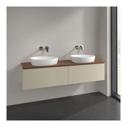 Villeroy & Boch Villeroy und Boch Antao Waschtisch-Unterschrank L39012HJ 160x36x50cm, Waschbeckenplattenfarbe warm walnut, silk grey matt lacquer, Mit Beleuchtung