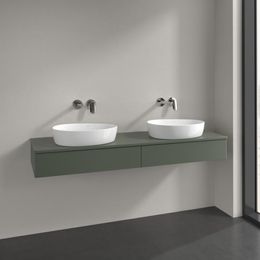 Villeroy & Boch Villeroy und Boch Antao Waschtisch-Unterschrank L17010HL 160x19x50cm, Waschbeckenplattenfarbe Lack, leaf green matt lacquer, Mit Beleuchtung