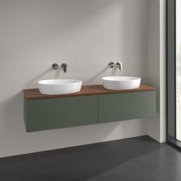 Villeroy & Boch Villeroy und Boch Antao Waschtisch-Unterschrank L39012HL 160x36x50cm, Waschbeckenplattenfarbe warm walnut, leaf gree, matt lacquer, Mit Beleuchtung