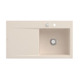 Villeroy & Boch Villeroy und Boch Subway Style 50 Einbausp&uuml;le 335102FU rechts, mit Ablaufgarnitur, Excenterbet&auml;tigung, 900 x 510 mm, ivory CeramicPlus
