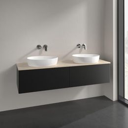 Villeroy & Boch Villeroy und Boch Antao Waschtisch-Unterschrank L39013PD 160x36x50cm, Waschbeckenplattenfarbe botticino, black matt lacquer, Mit Beleuchtung