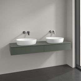 Villeroy & Boch Villeroy und Boch Antao Waschtisch-Unterschrank K17050HL 160x19x50cm, Hahnlochbohrung, Waschbeckenplattenfarbe Lack, leaf green matt lacquer