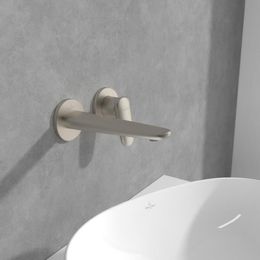 Villeroy & Boch Villeroy und Boch Antao Zweiloch-Waschtischarmatur TVW11100200064 fester Auslauf, ohne Ablaufgarnitur, brushed nickel black
