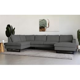 Wohnlandschaft Home Affaire, B:350cm H:85cm T:206cm, schwarz, 90% Polyester, 10% Nylon, Sofas, "Pinto, 350 cm, U-Form, XXL, mit Ottomanen", Cord,