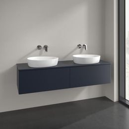 Villeroy & Boch Villeroy und Boch Antao Waschtisch-Unterschrank K39050HG 160x36x50cm, Hahnlochbohrung, Waschbeckenplattenfarbe Lack, midnight blue matt lacquer