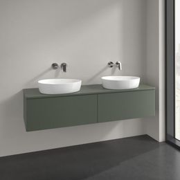 Villeroy & Boch Villeroy und Boch Antao Waschtisch-Unterschrank K39050HL 160x36x50cm, Hahnlochbohrung, Waschbeckenplattenfarbe Lack, leaf green matt lacquer