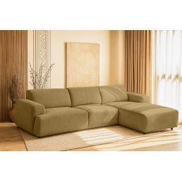 Ecksofa Home Affaire, B:301cm H:75cm T:163cm, gelb, 90% PES, 10% Nylon, Wohnzimmer, Sofas, "Linkka, Breite 301 cm", L-Form, in einem weichen
