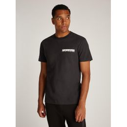 Calvin Klein Herren Rundhalsshirt "NY CHEST BOX LOGO T-SHIRT", schwarz, Gr. L, unifarben, Single Jersey, Obermaterial: 100% Baumwolle, Shirts, mit