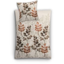 Bettw&auml;sche Kleine Wolke, braun, Mako-Satin, Obermaterial: 100% Baumwolle, Bettw&auml;sche, "Grana", mit Bl&auml;ttern